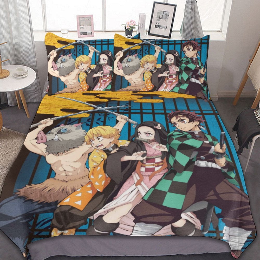 Kawaii Demon Slayer Duvet Cover Set 3D Printed Tanjiro Nezuko Zenitsu ...