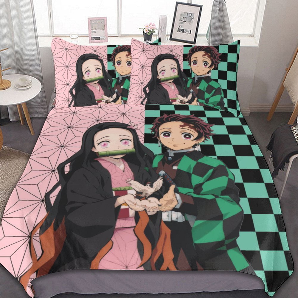Kawaii Demon Slayer Duvet Cover Set, Bedding Set for Kids Teens Girls ...