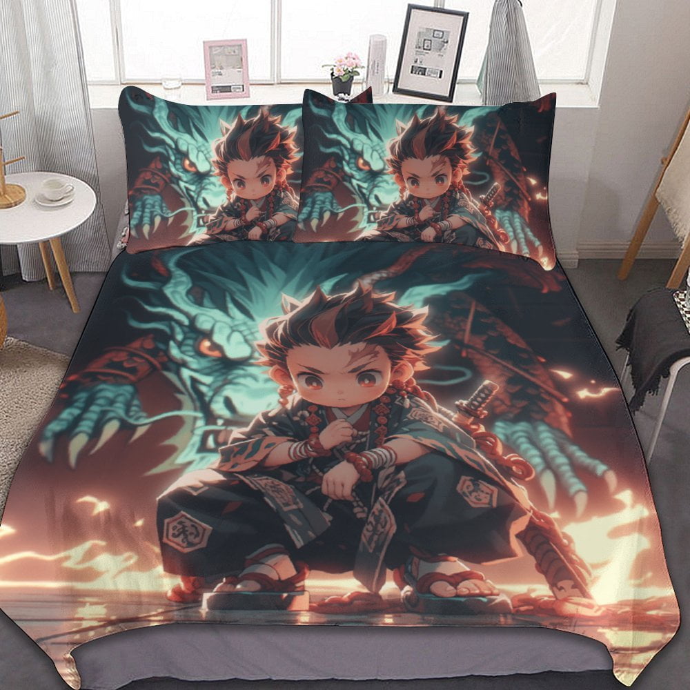 Kawaii Demon Slayer Duvet Cover Set, Bedding Set for Kids Teens Girls ...