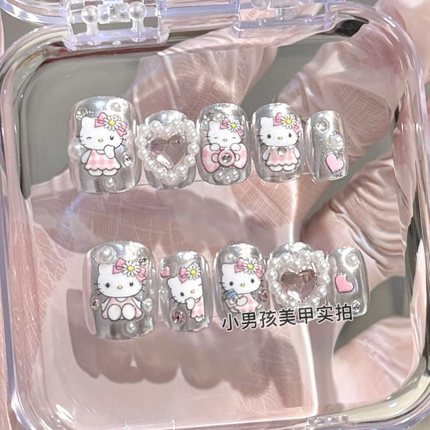 Kawaii Diy Sanrios Kitty Melody Kuromi Cinnamoroll Press On Nails Handwork Acrylic Nails Tips ...