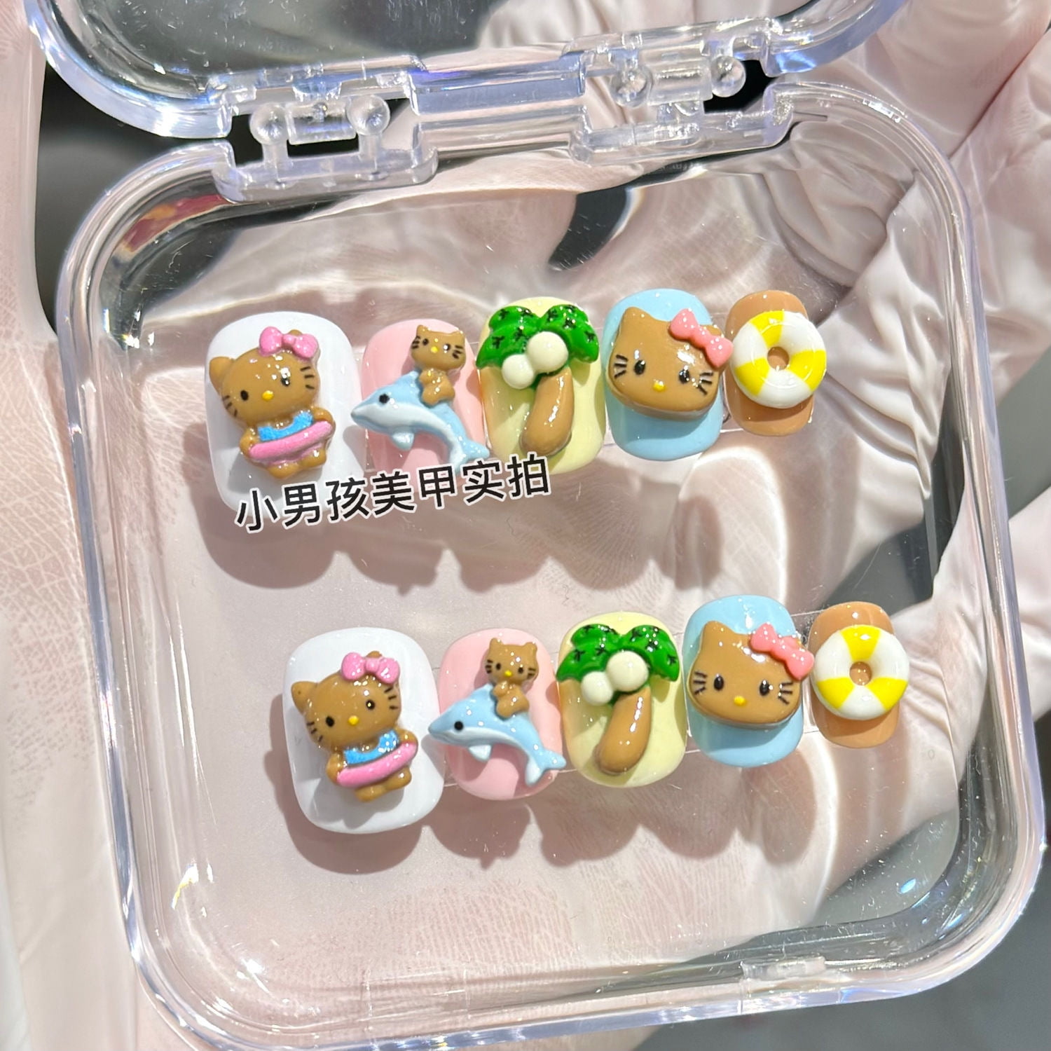 Kawaii Diy Sanrios Kitty Melody Kuromi Cinnamoroll Press On Nails Handwork Acrylic Nails Tips ...