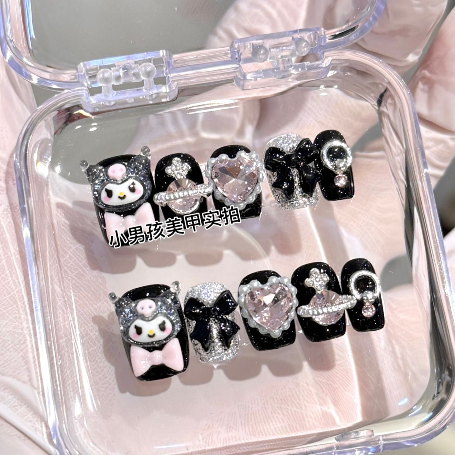 Kawaii Diy Sanrios Kitty Melody Kuromi Cinnamoroll Press On Nails Handwork Acrylic Nails Tips ...