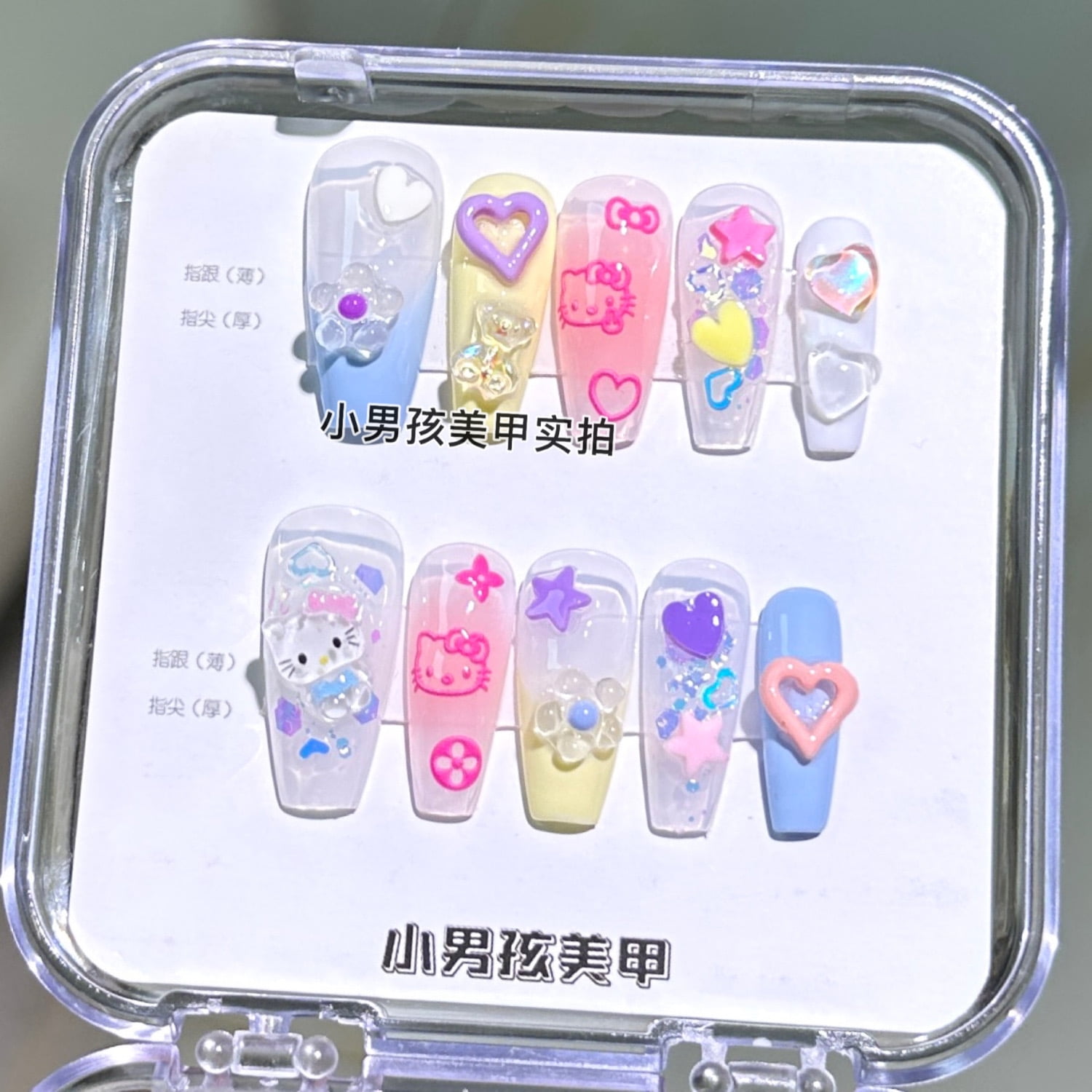 Kawaii Diy Sanrios Kitty Melody Kuromi Cinnamoroll Press On Nails Handwork Acrylic Nails Tips ...