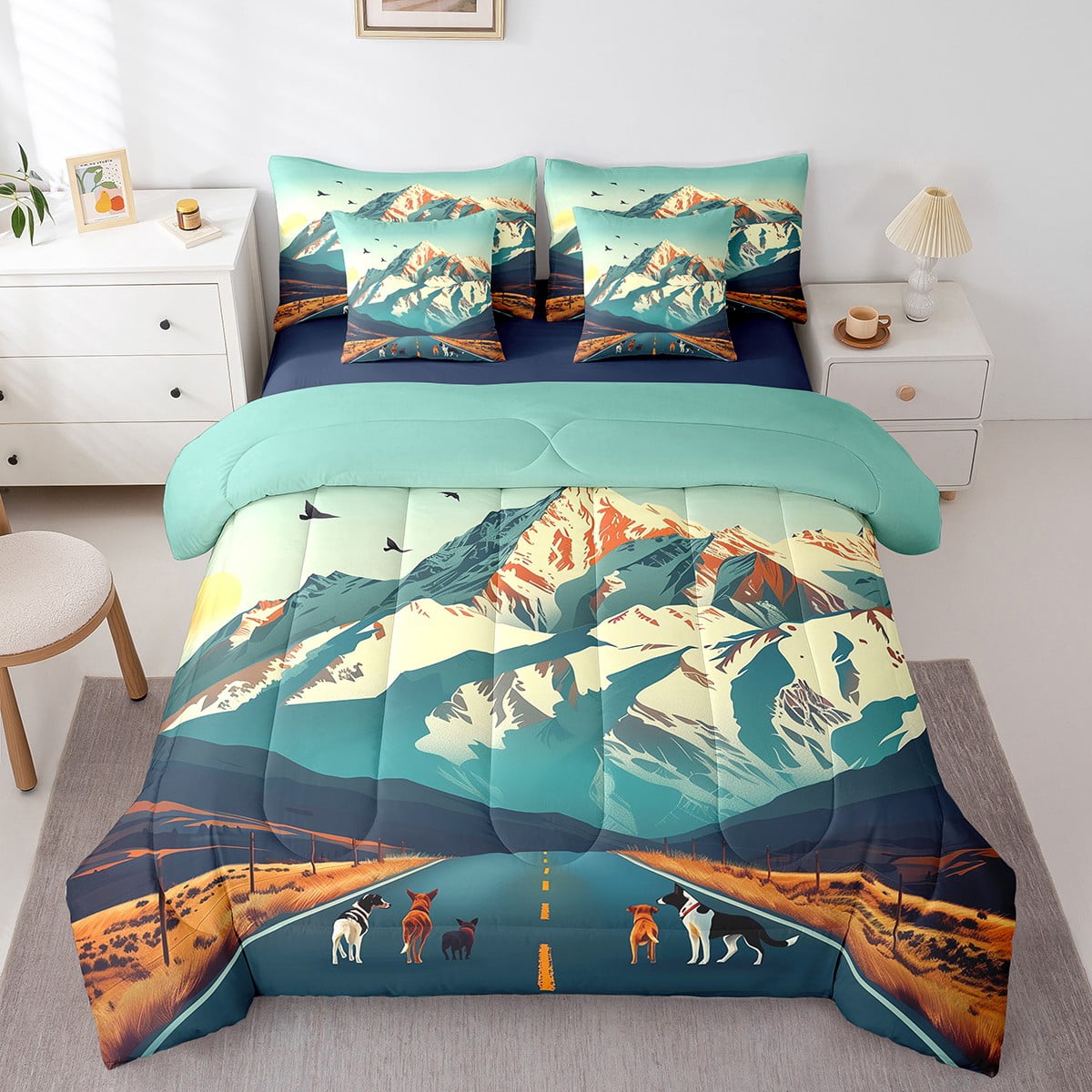 Kawaii Dogs Animals Bed In A Bag Full Comforter Set 7 Piece,Country ...