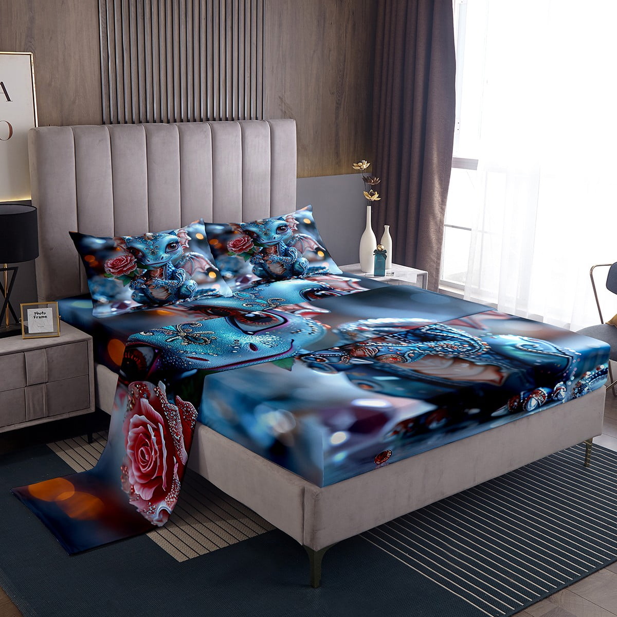 Kawaii Dragon Bed Set Cartoon Dragon Bed Sheets Set,Cute Animal Full ...