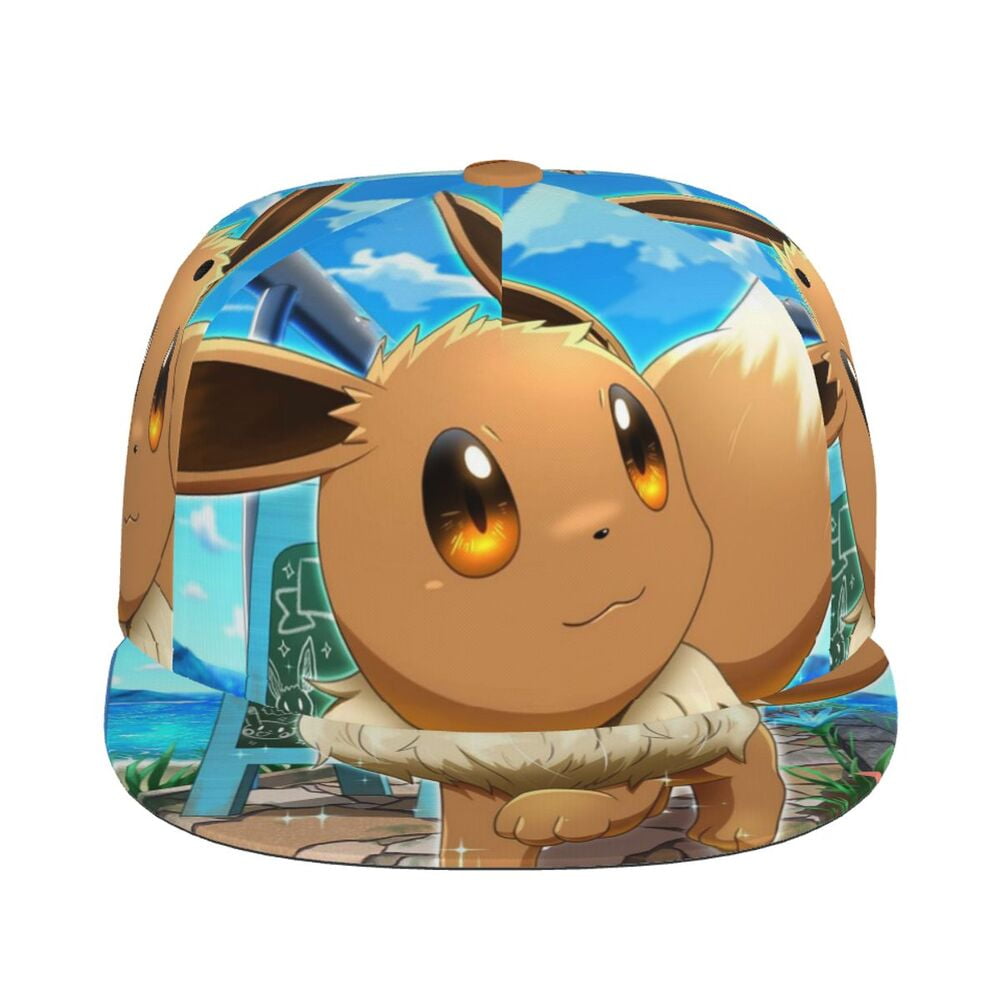 Kawaii Eevee Adjustable Flat Brim Baseball Cap Snapback Hat Hip Hop ...