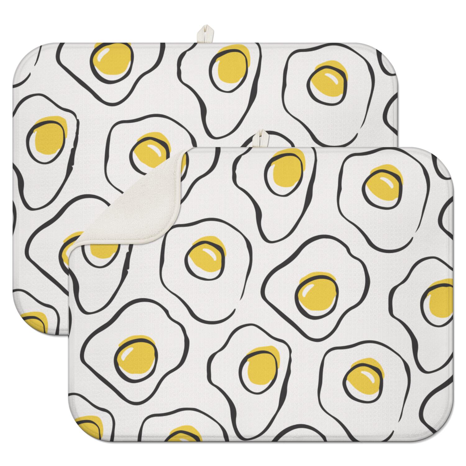 Kawaii Egg Coffee Mat – Durable Microfiber Spill Mat with Cute White ...