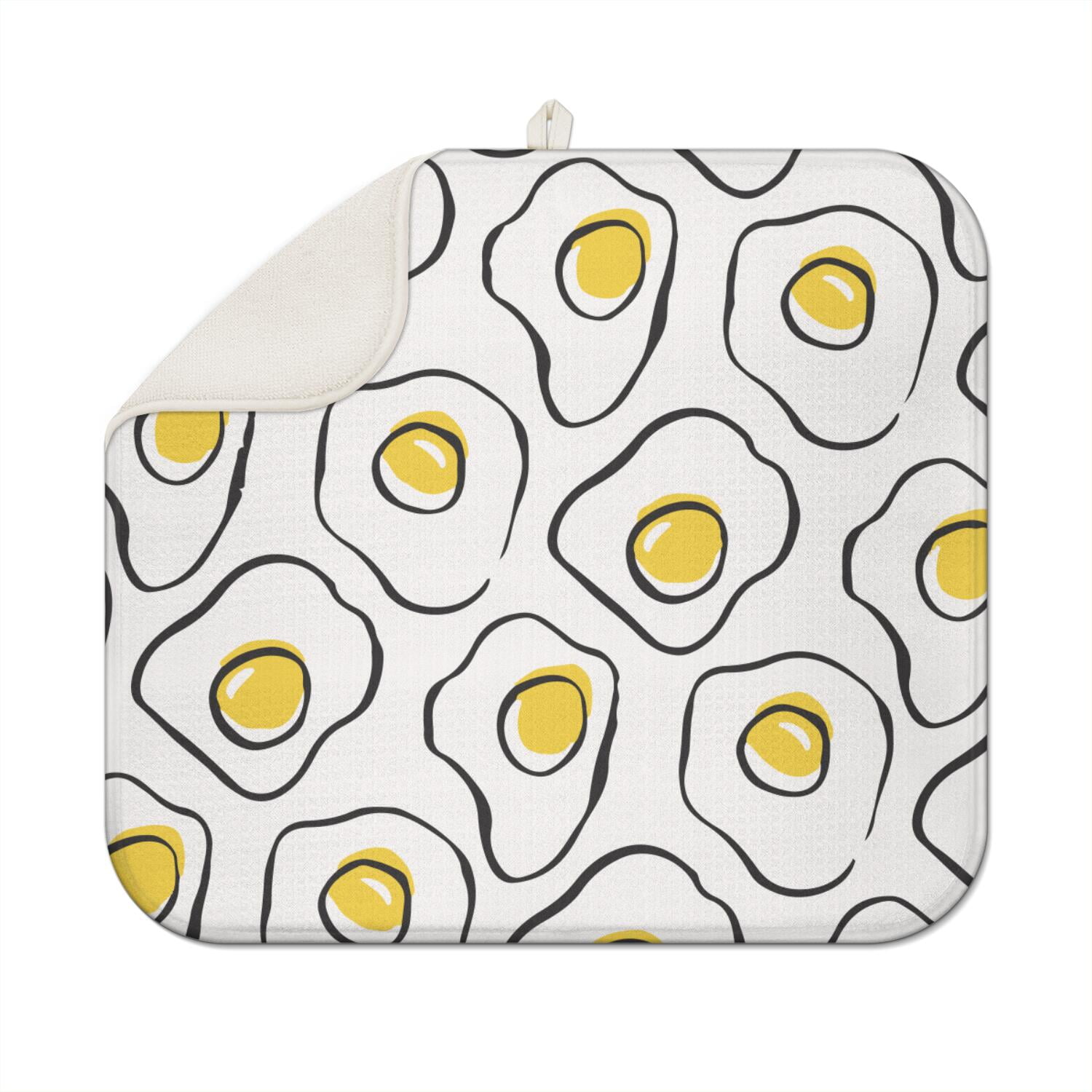 Kawaii Egg Coffee Mat – Durable Microfiber Spill Mat with Cute White ...