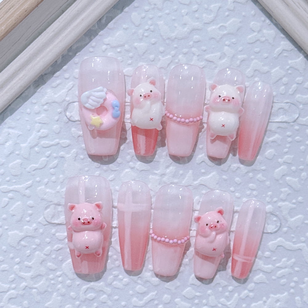 Kawaii Elegance Wearable Press on Nails Hello Kitty Cinnamoroll 3D ...