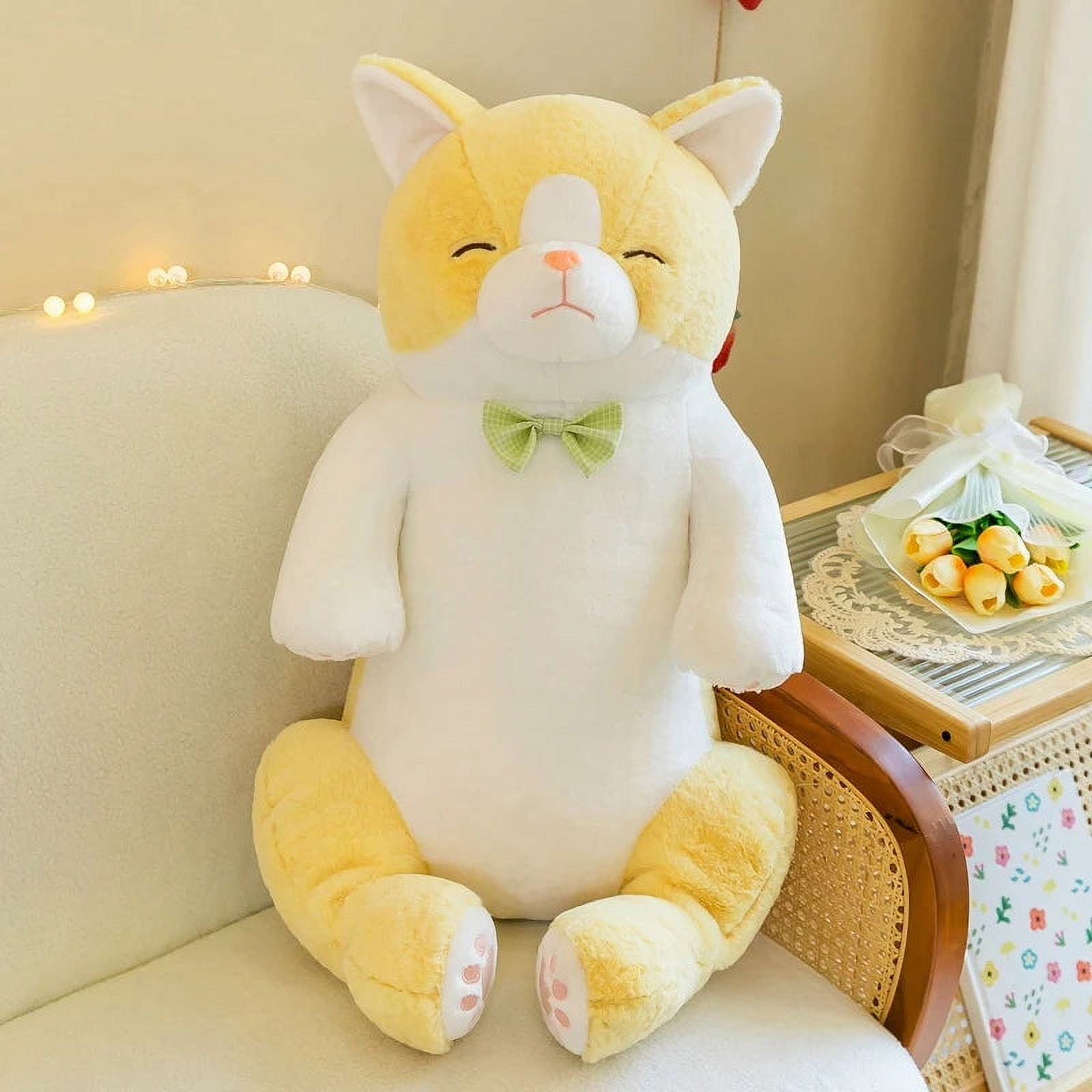 Kawaii Fluffy Cats Plush Long Pillow Toys Stuffed Animals Soft Cute ...
