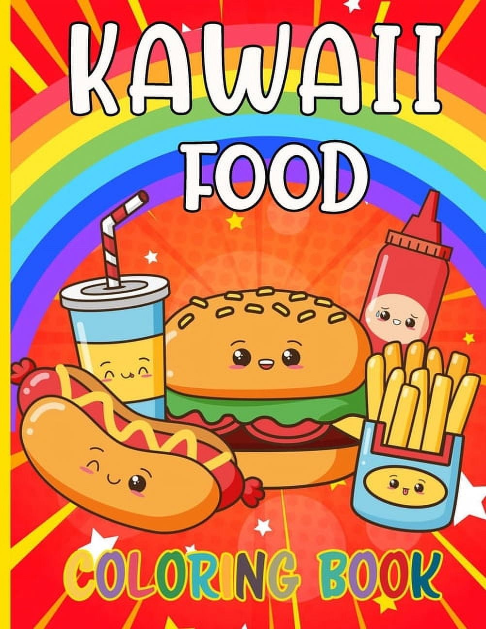 Kawaii Food Coloring Book: 50 Fun and Relaxing Kawaii Colouring Pages ...
