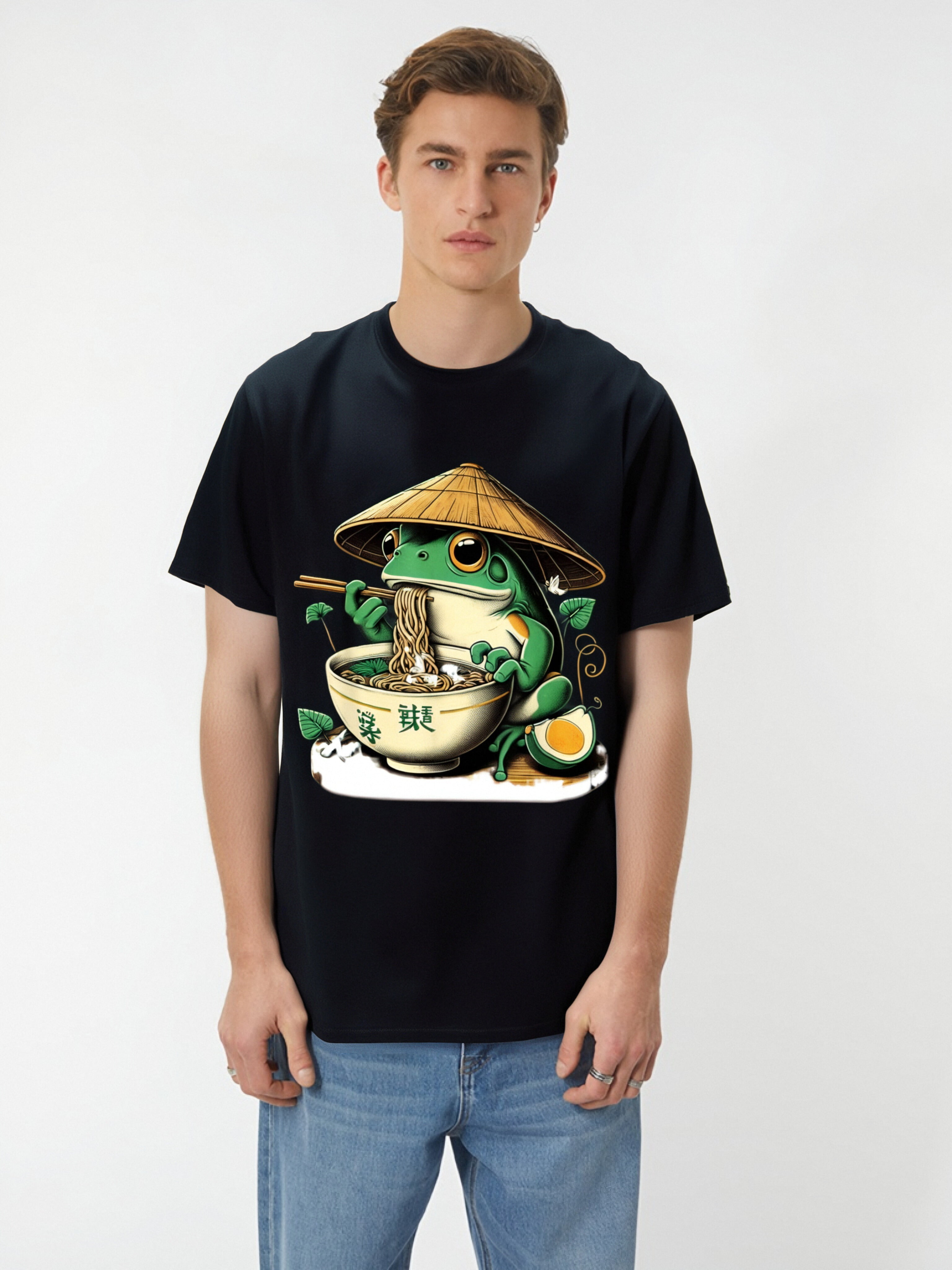 Kawaii Frog Eating Ramen T-Shirt – Cute Neko Japanese Noodles Anime ...