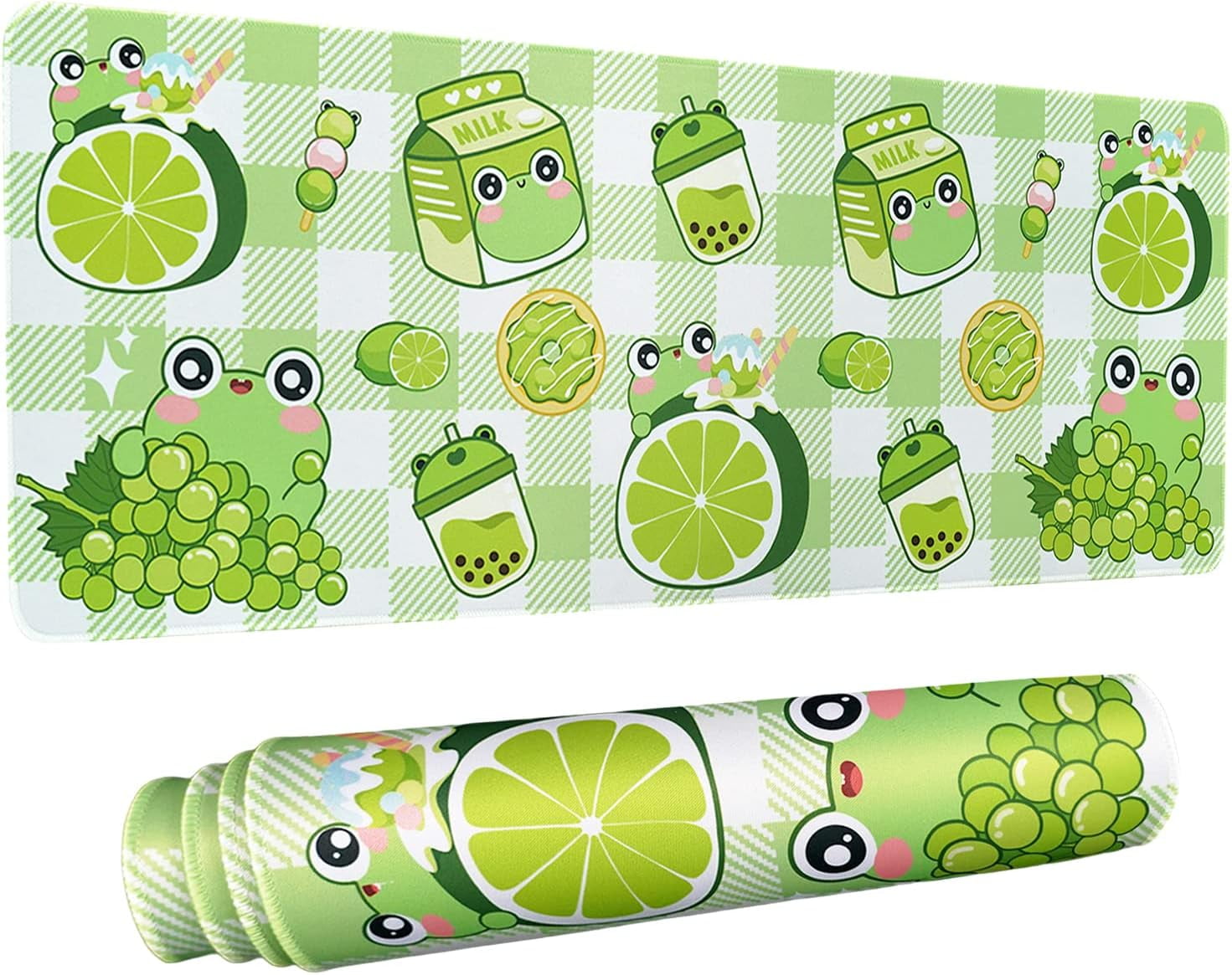 Kawaii Frog Gaming Mouse Pad for Desk, Extended Large Frog Donut Boba ...