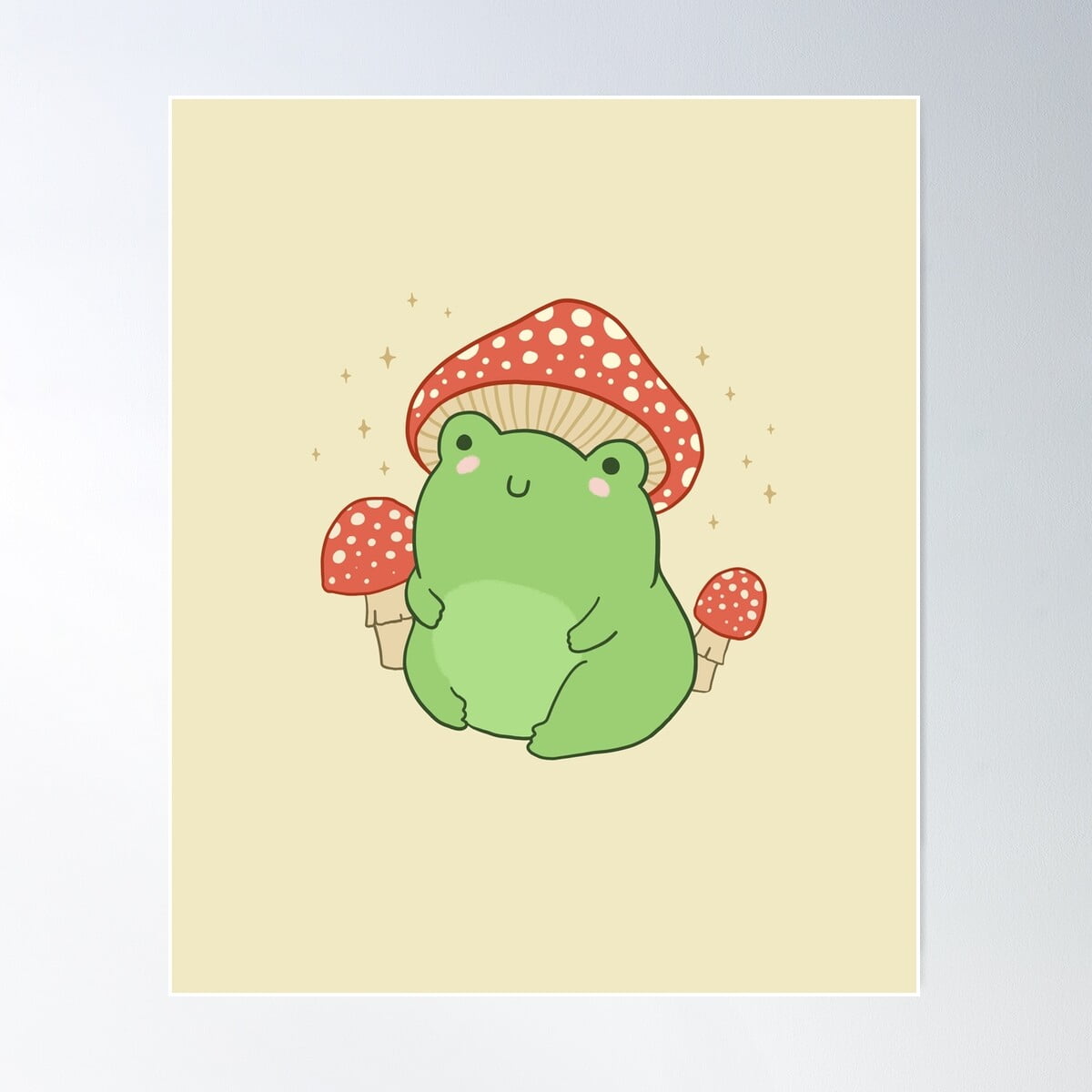 Kawaii Frog With Mushroom Hat: Cottagecore Aesthetic Froggy, Chubby ...