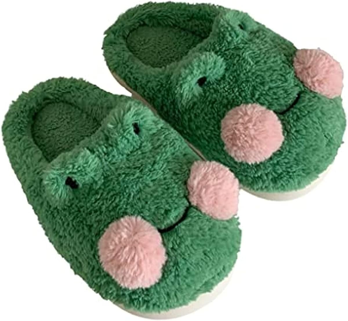 Kawaii Frog Slippers Fuzzy Slippers for Women Indoor and Outdoor House ...