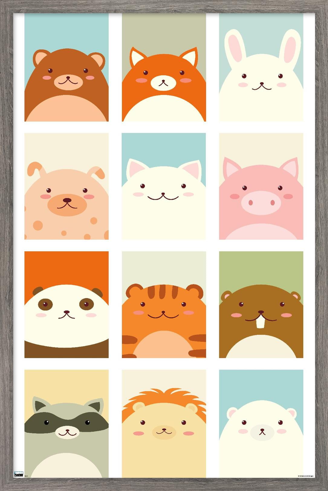 Kawaii - Furry Friends Wall Poster, 22.375" x 34" Framed - Walmart.com