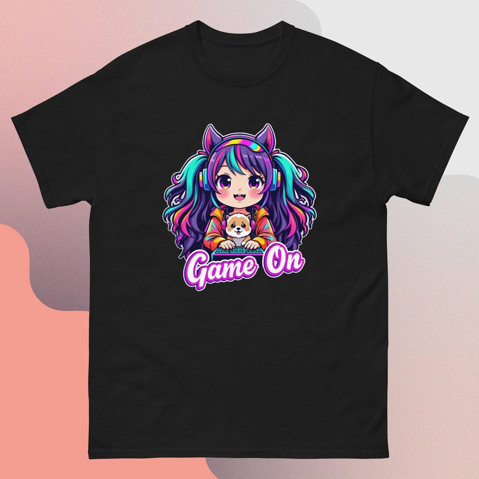 Kawaii Gamer Girl w/ Cute Puppy G - Unisex Short Sleeve T-Shirt | eBay ...
