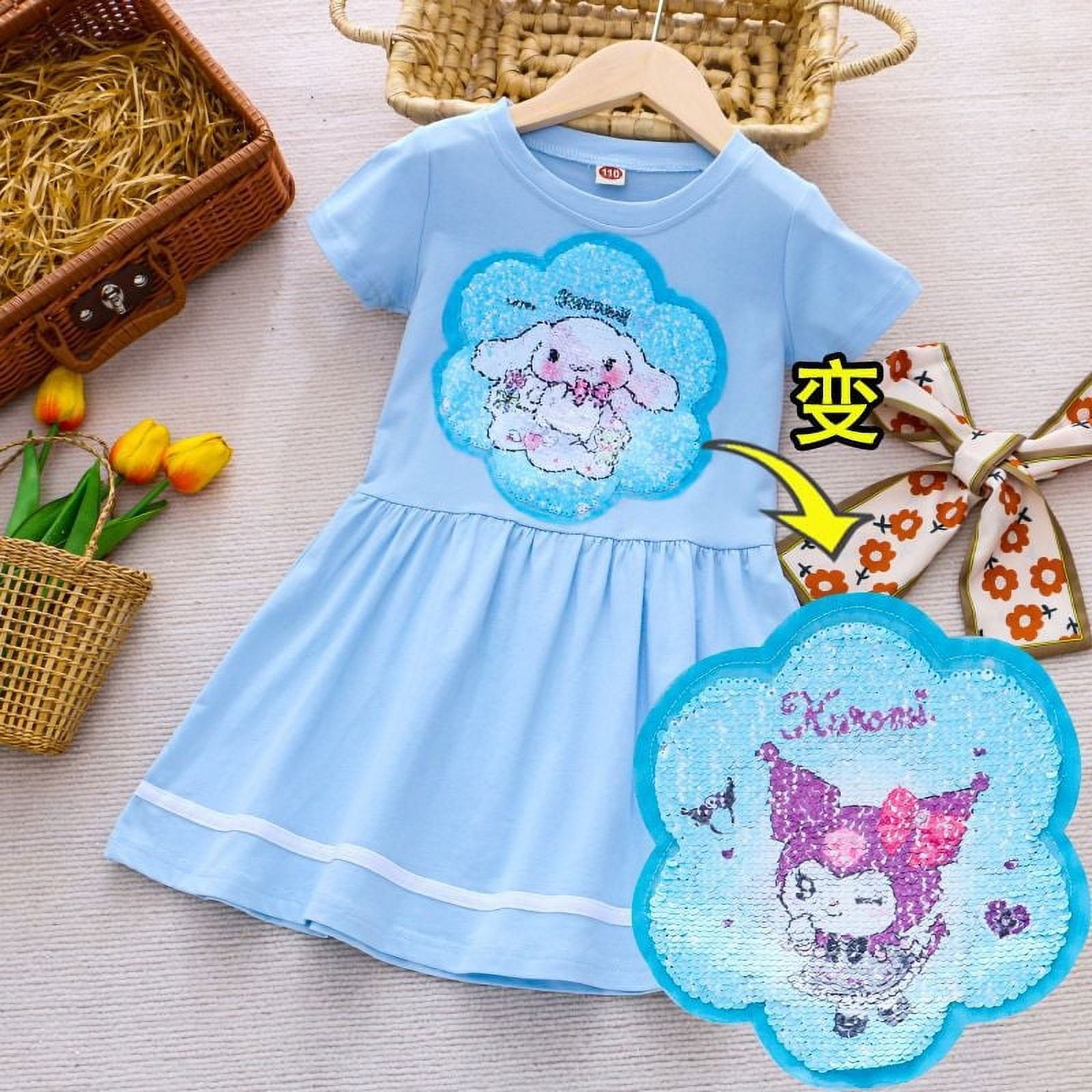 Kawaii Girls Short-Sleeved Dress Sanrio Kuromi My Melody Cinnamoroll ...