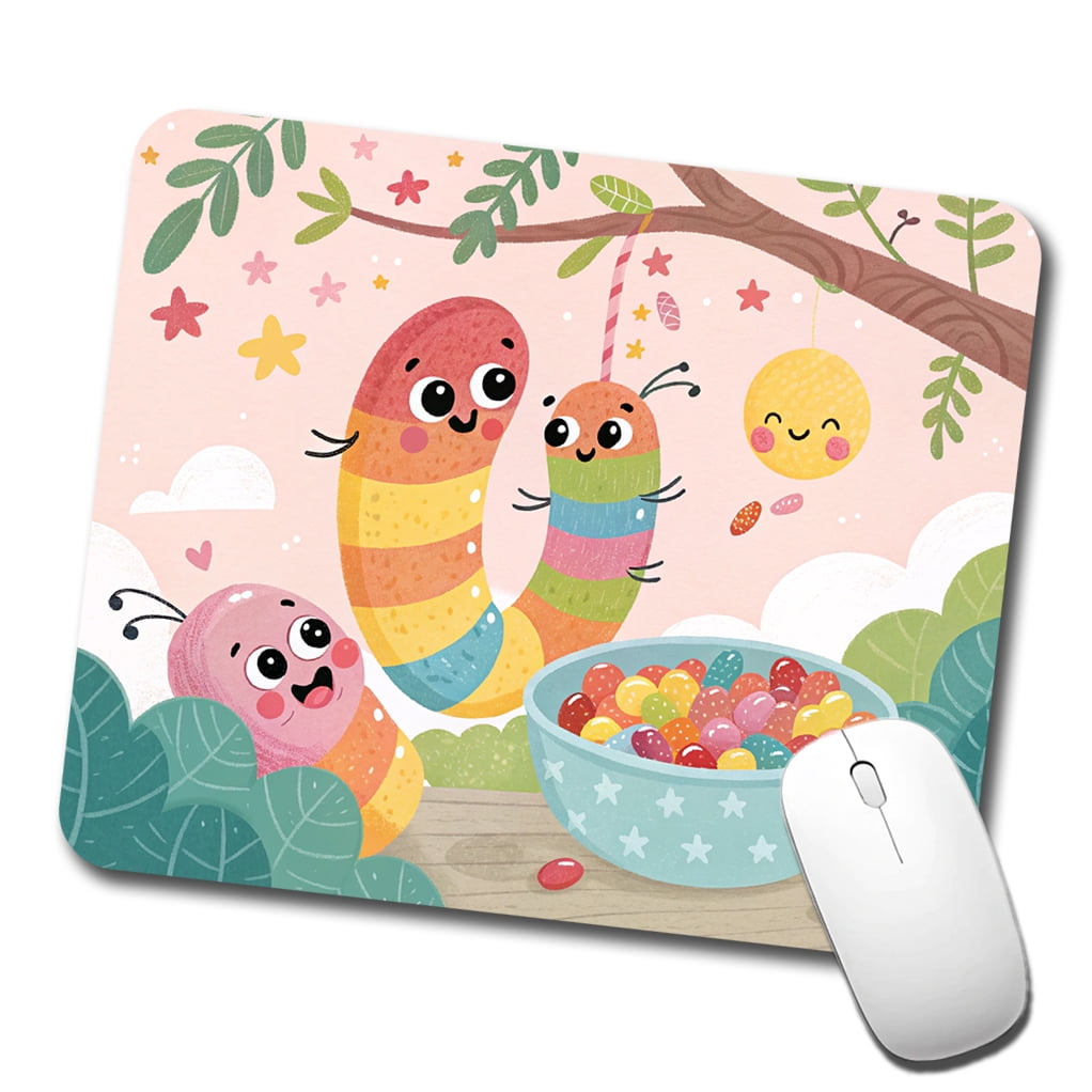 Kawaii Gummi Worms Jelly Beans Mouse Pad Low Profile Gaming Mat ...