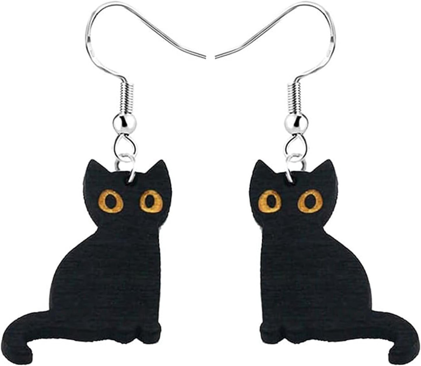 Kawaii Halloween Black Cat Earring for Women Lightweight Wooden Black ...