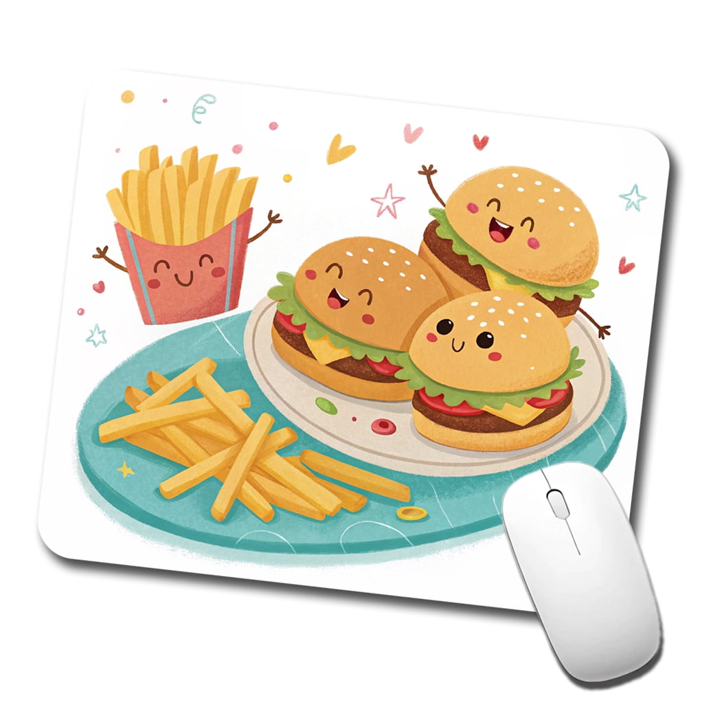 Kawaii Hamburgers And Fries Mouse Pad Low Profile Gaming Mat - Walmart.com