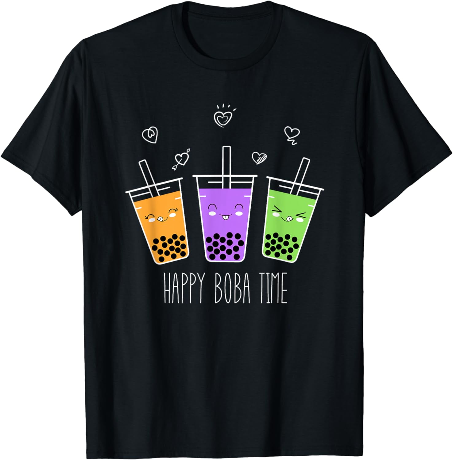 Kawaii Happy Boba Tea Time Bubble Milk Tea Drinks T-Shirt - Walmart.com
