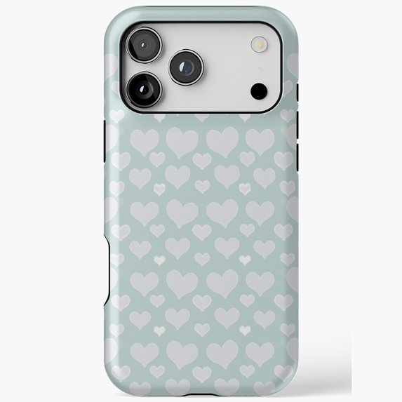 Kawaii Heart Clouds Pattern Design iPhone Case 17 16 15 14 13 12 11 Pro ...