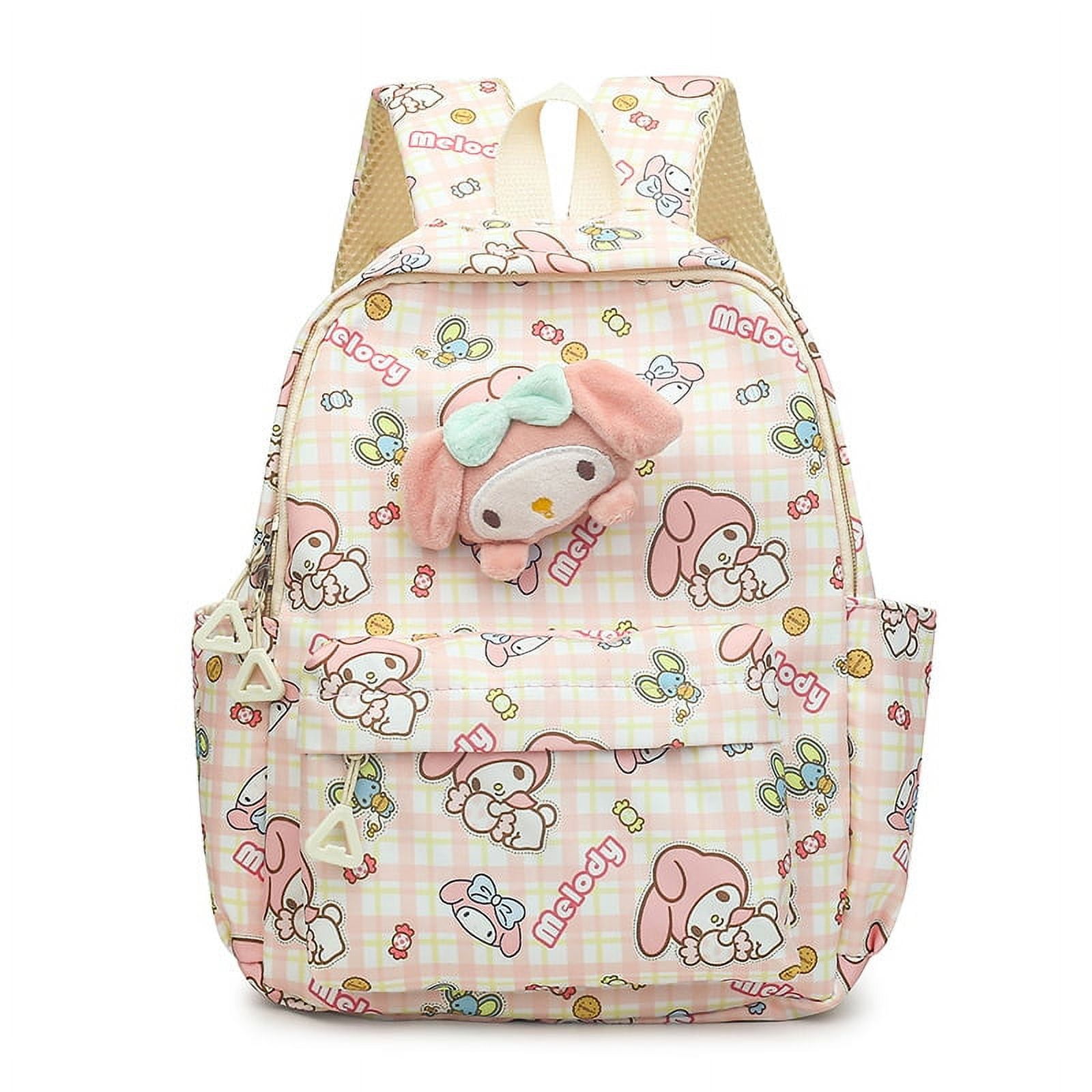 Kawaii Hello Kitty Backpack Sanrio My Melody Kuromi Cinnamoroll Pompom ...