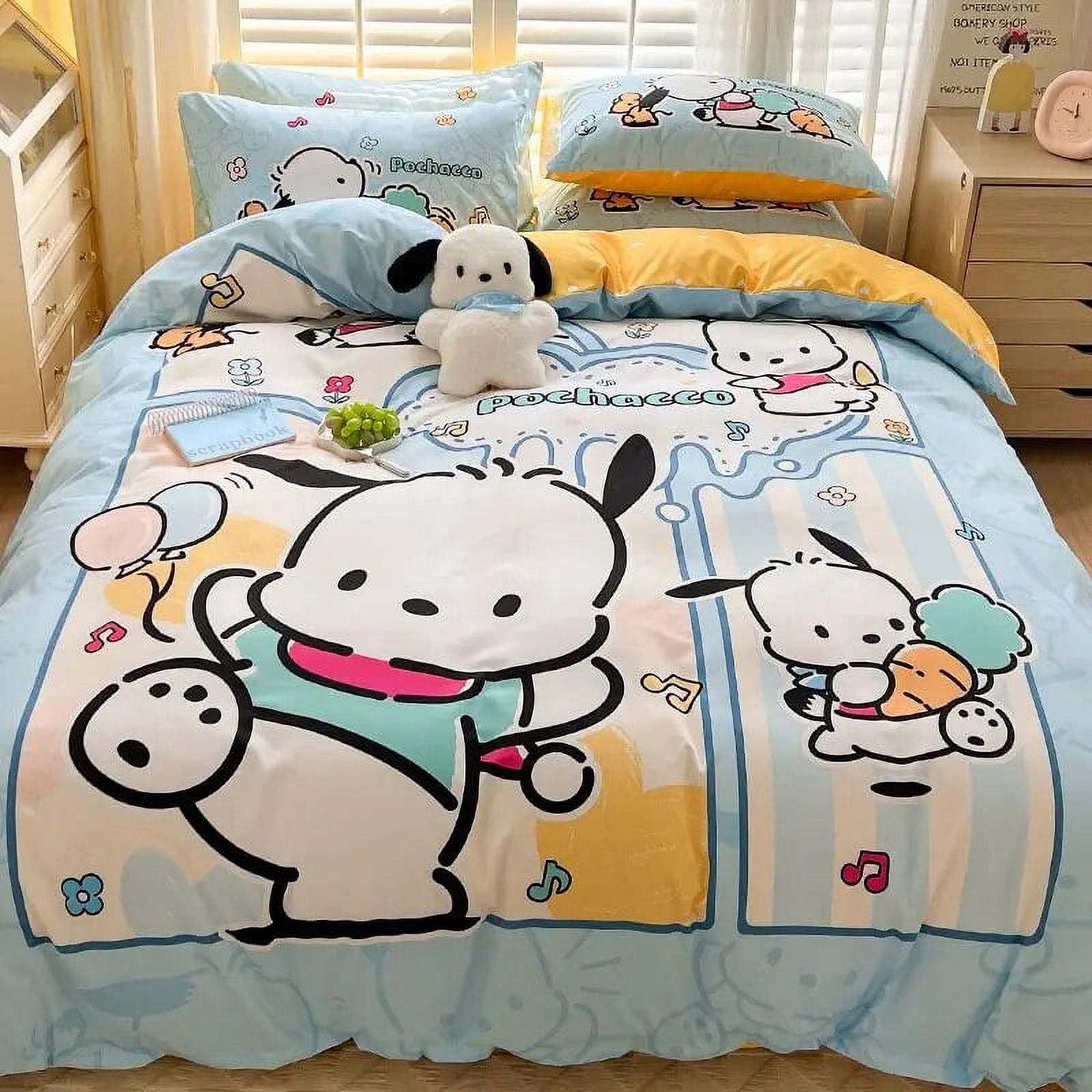 Kawaii Hello Kitty Bedding Cinnamoroll Pochacco Sheet Fitted Sheet ...