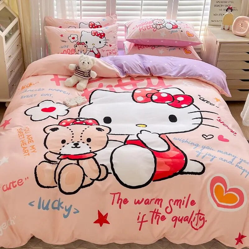 Kawaii Hello Kitty Bedding Cinnamoroll Pochacco Sheet Fitted Sheet ...