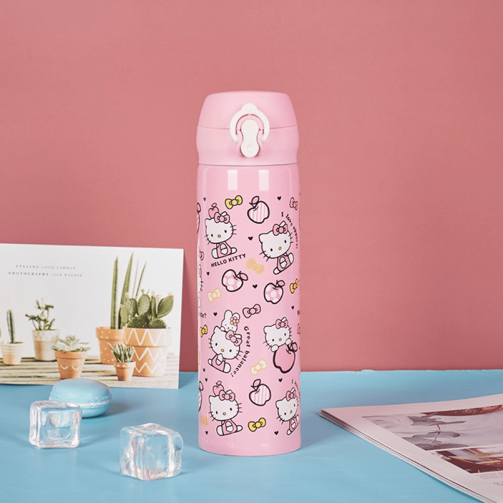 Kawaii Hello Kitty Cartoon Insulated Water Bottle, Stainless Steel Kids ...