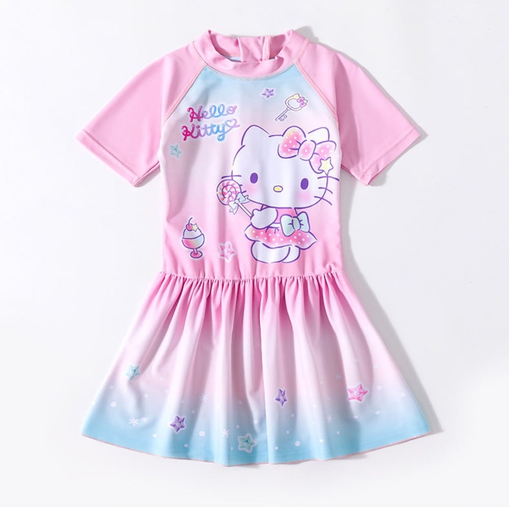 Kawaii Hello Kitty Children Swimsuit One Piece Sanrio Anime Girl ...