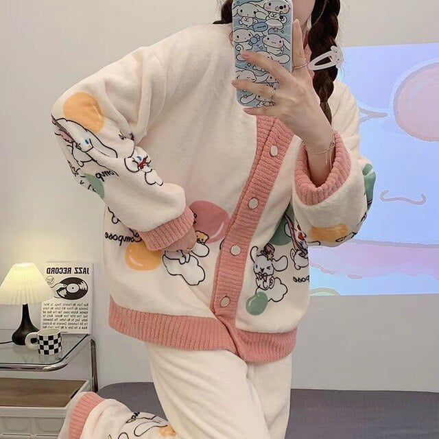 Kawaii Hello Kitty Cosplay Clothes Kuromi Sanrio Korean Autumn Two ...