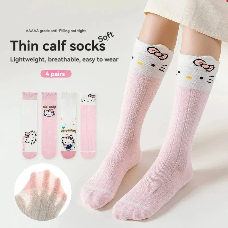 Kawaii Hello Kitty Girls Socks Anime Sanrio Kuromi Melody Cinnamoroll ...