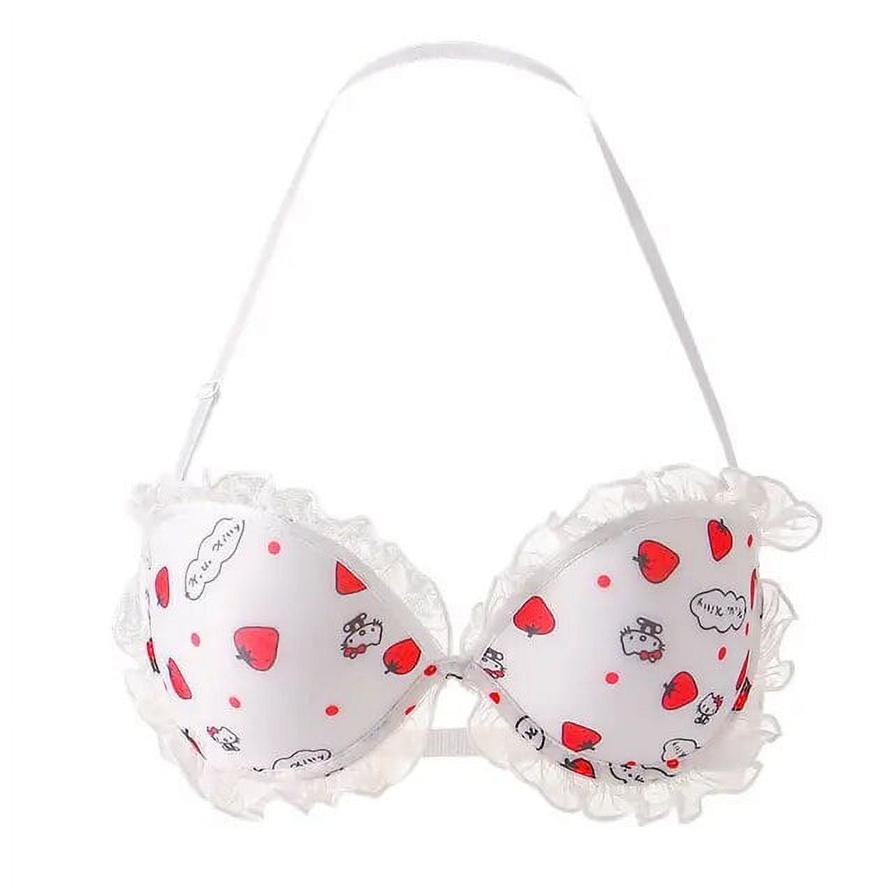 Kawaii Hello Kitty Halter Neck Bra Underwear Cartoon Print Sanrio Kitty Cat Sexy Cute Underpants