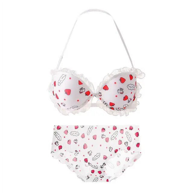 Kawaii Hello Kitty Halter Neck Bra Underwear Cartoon Print Sanrio Kitty