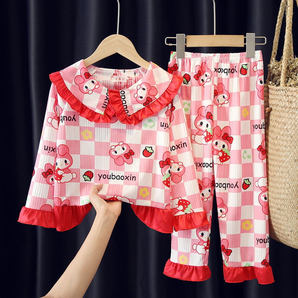 Kawaii Hello Kitty Kuromi Melody Children Pajamas Anime Cartoon Sanrio ...