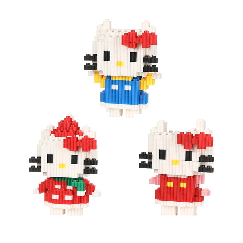 Kawaii Hello Kitty Kuromi Micro Building Blocks Anime 3d Puzzles Mini ...