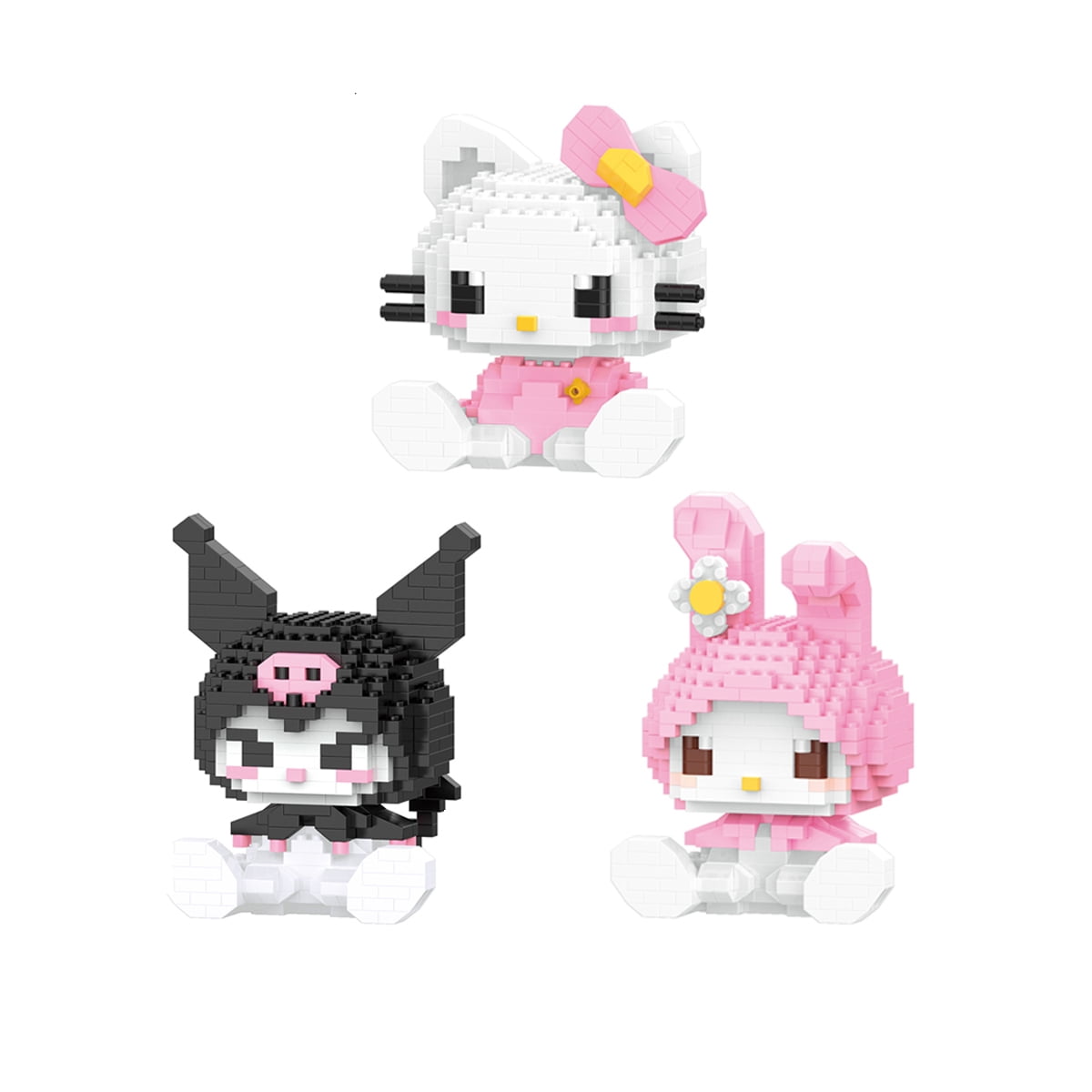 Kawaii Hello Kitty Kuromi Micro Building Blocks Anime 3d Puzzles Mini ...