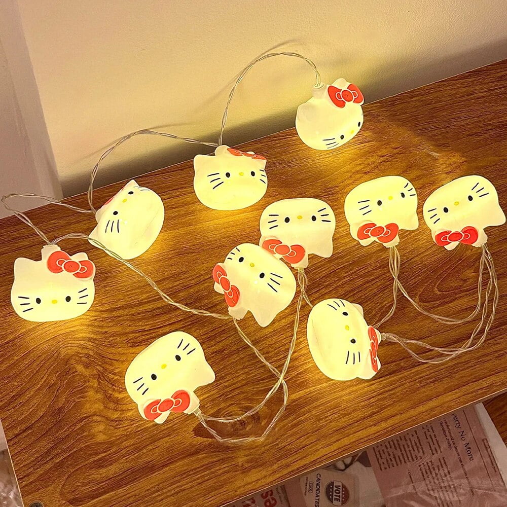 Kawaii Hello Kitty Led String Light Cute Sanrio Anime Figure USB Strip ...