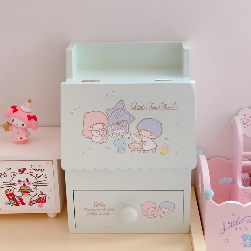 Kawaii Hello Kitty My Melody Cartoon Wooden Jewelry Box Anime Sanrio ...