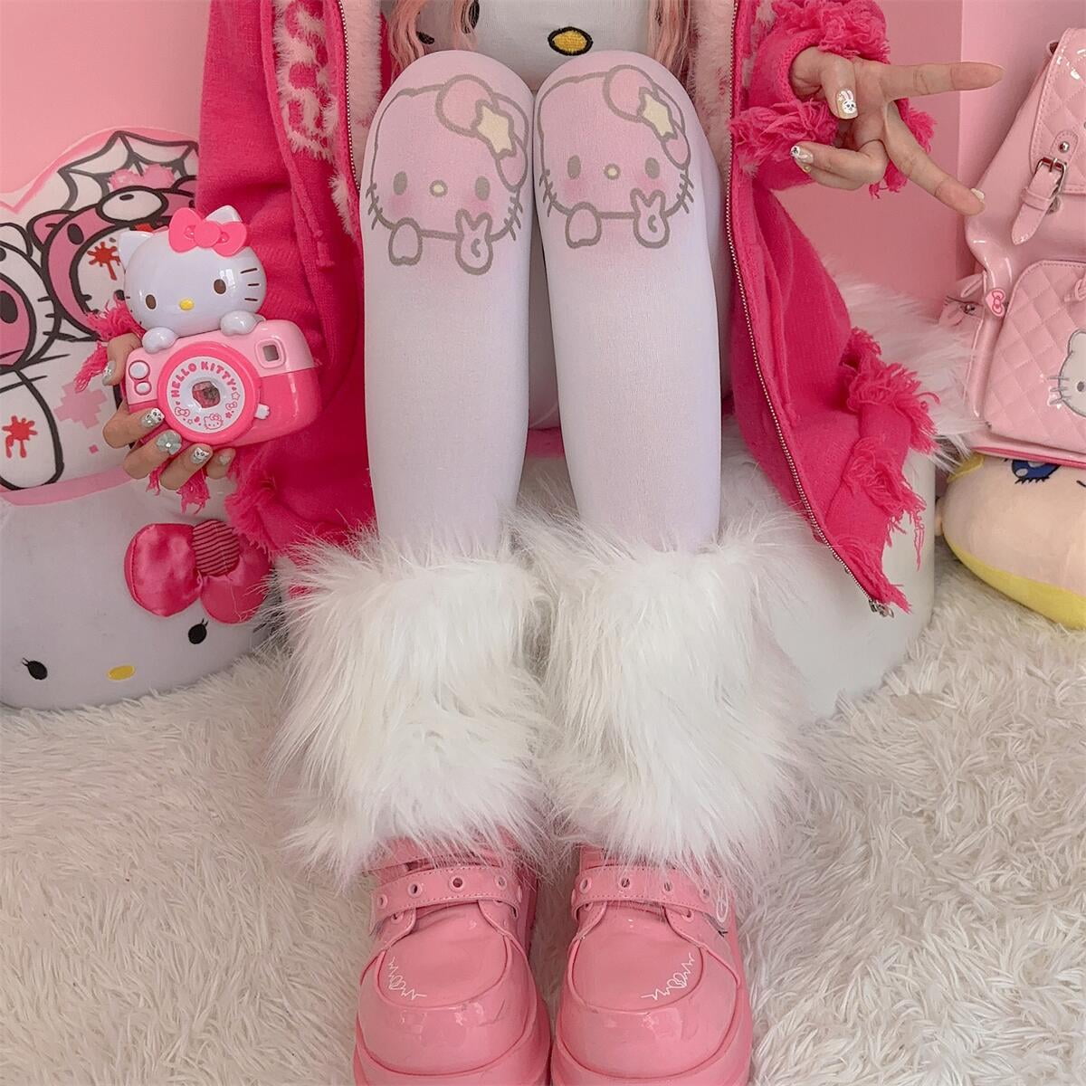 Kawaii Hello Kitty Pantyhose Sanrio Anime Y2k Sheer Tights Stockings ...