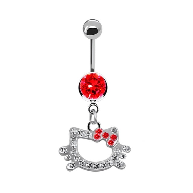 Kawaii Hello Kitty Pendant Navel Rings Anime Kt Women Bikini Pink Rhinestone Belly Button Nail Body Piercings Jewelry Girls Gift tzw Walmart