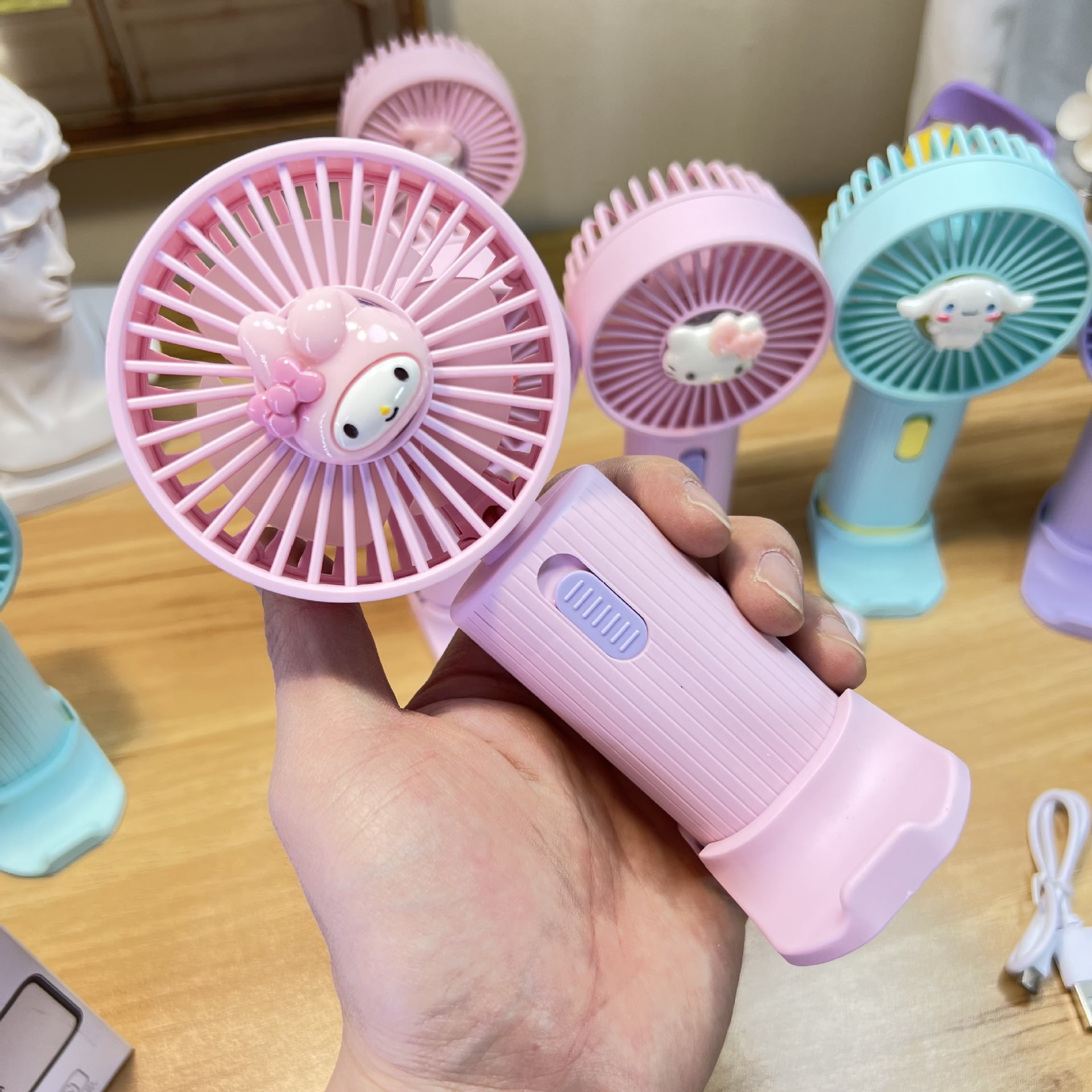 Kawaii Hello Kitty Rechargeable Fan USB Cartoon Portable Sanrio Anime ...