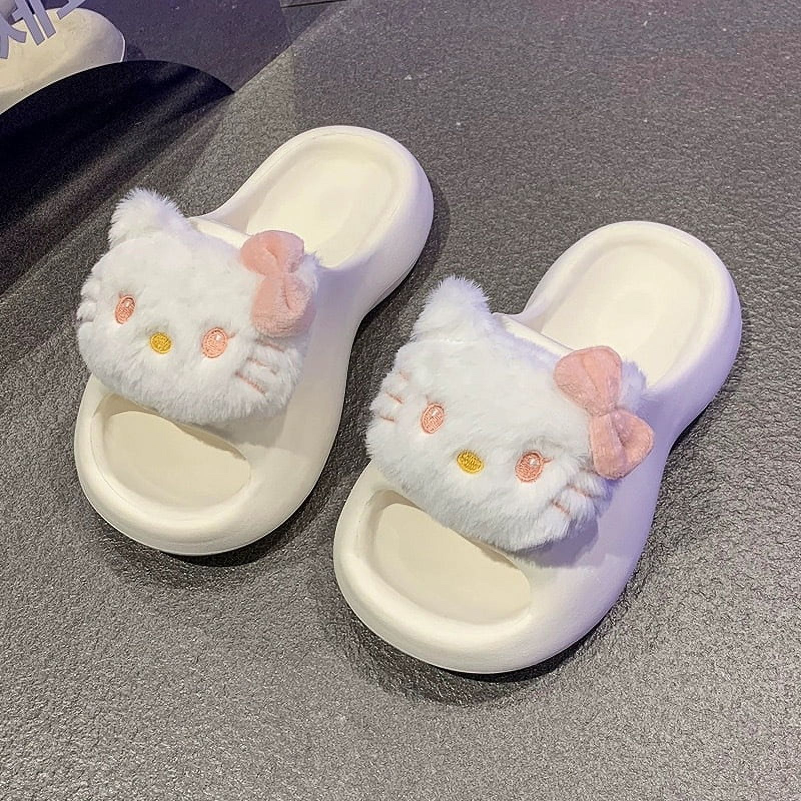 Kawaii Hello Kitty Slippers Sanrio Girl Women Plush Doll Slides Cute ...