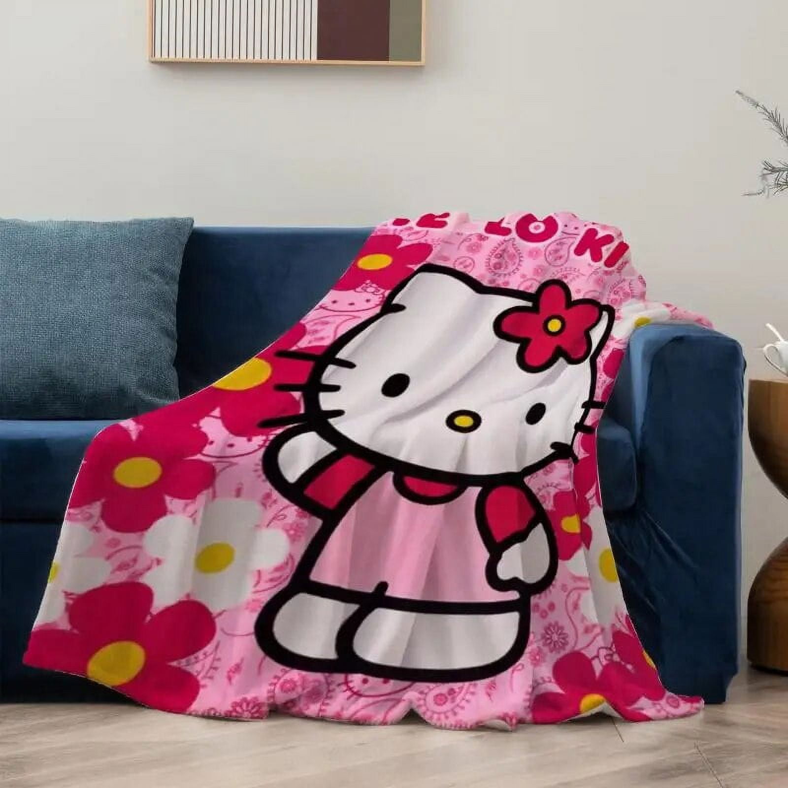 Kawaii Hello Kitty Soft Warm Flannel Anime Kt Cat Blanket 280Gsm Girls ...