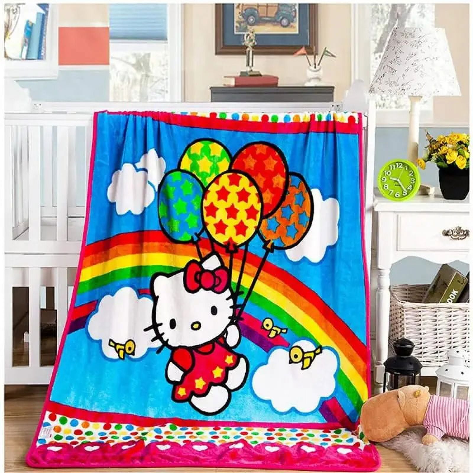 Kawaii Hello Kitty Soft Warm Flannel Anime Kt Cat Blanket 280Gsm Girls ...