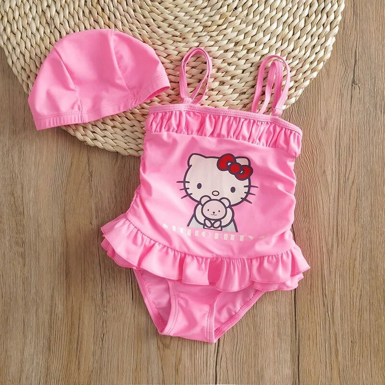 Kawaii Hello Kitty Swimsuit One Piece Sanrio Cute Anime Swimwear Short ...