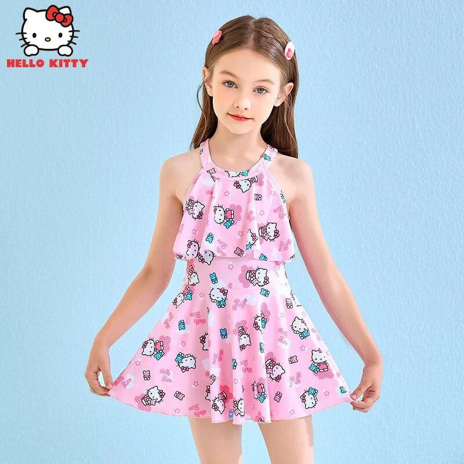 Kawaii Hello Kitty Swimsuit One Piece Sanrio Cute Anime Swimwear Short ...