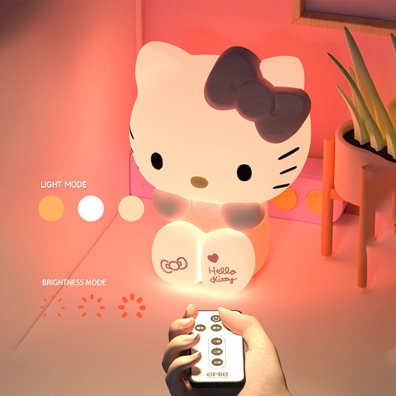 Kawaii Hello Kitty Telecontrol Bedside Night Light Anime Sanrio Cute ...